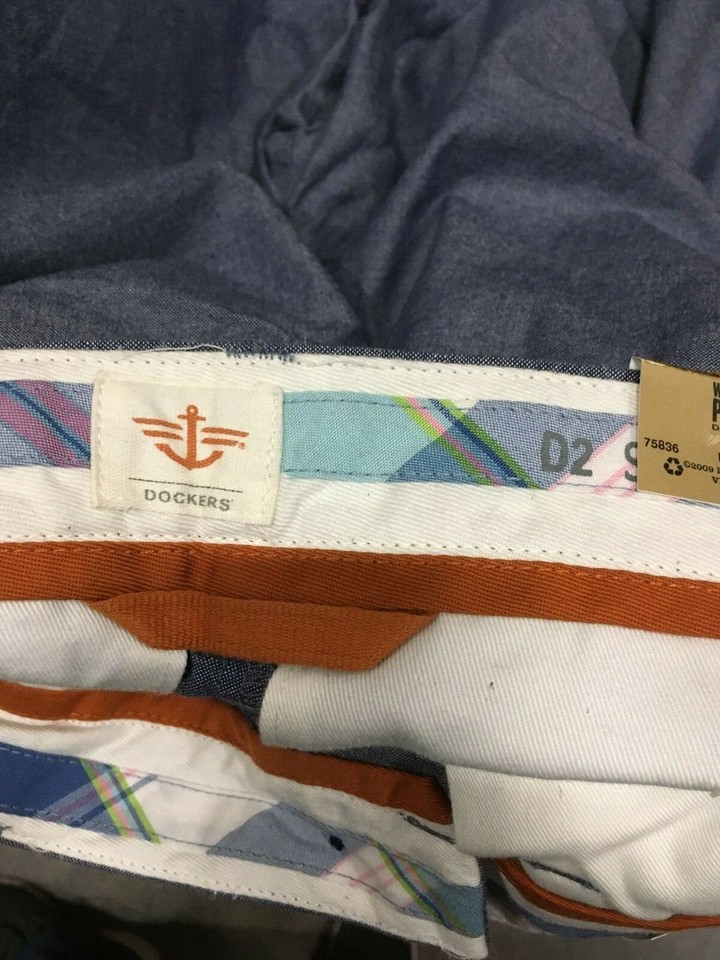 Dockers D2 Pants, Khaki Straight Fit Lightweight, Flat Front, Regular ...