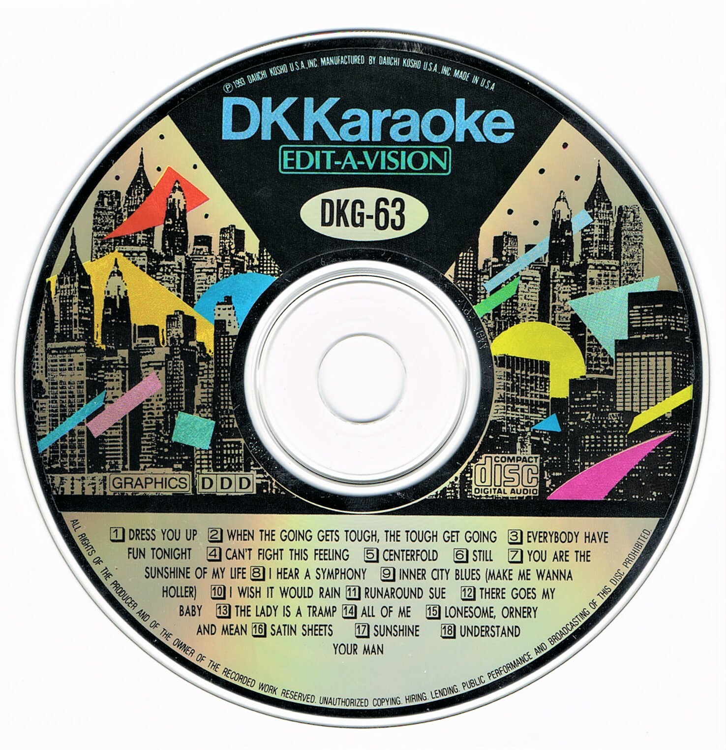 DK KARAOKE DKG-63 - ORIGINAL EDIT-A-VISION CD+G - OUT OF PRINT!!! | eBay