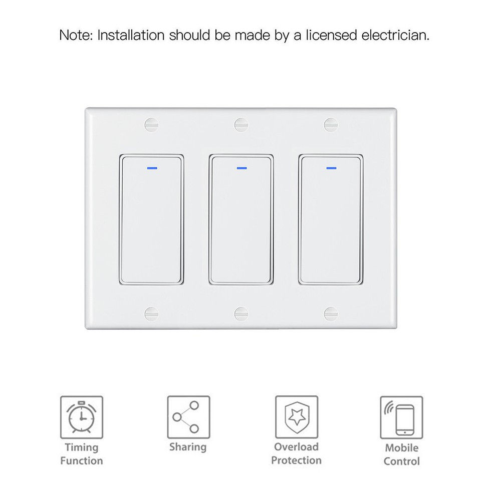 2/3 Gang Smart Light Switch Wifi Wall Touch Alexa Google Home Control ...