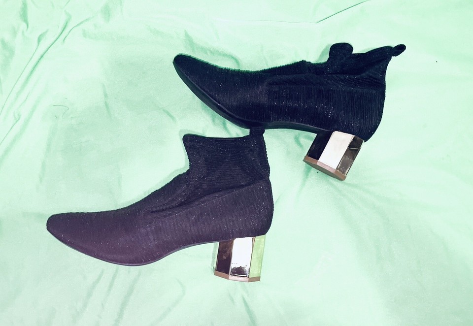 $100 KATY PERRY THE DAINA TOO GOLD METALLIC BOOTIES MIRRORED BLOCK HEEL ...