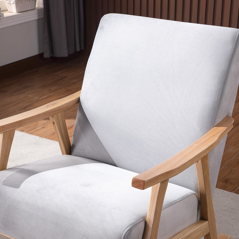 Teddy Velvet Upholstered Rocking Chair Single Sofa Accent Rocker Lounge ...