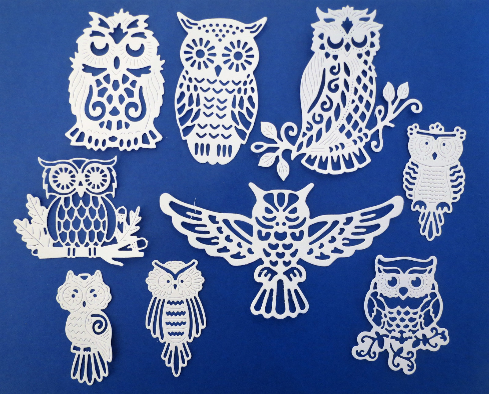 Intricate Owl Owls Set of 9 pcs Paper Die Cut Scrapbook Embellishment ...