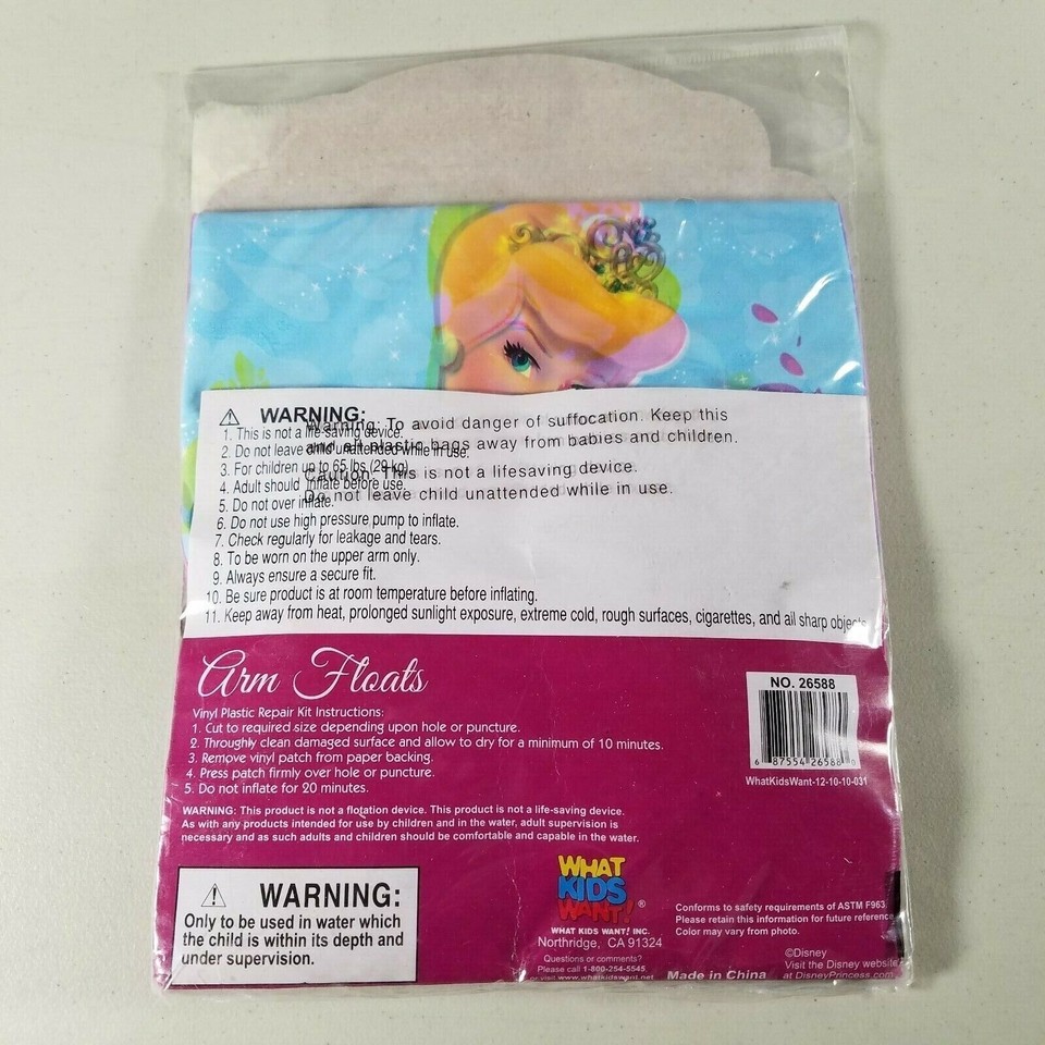 Disney Princess Cinderella Arm Floaties Inflatable 7" for Kids Inflates ...