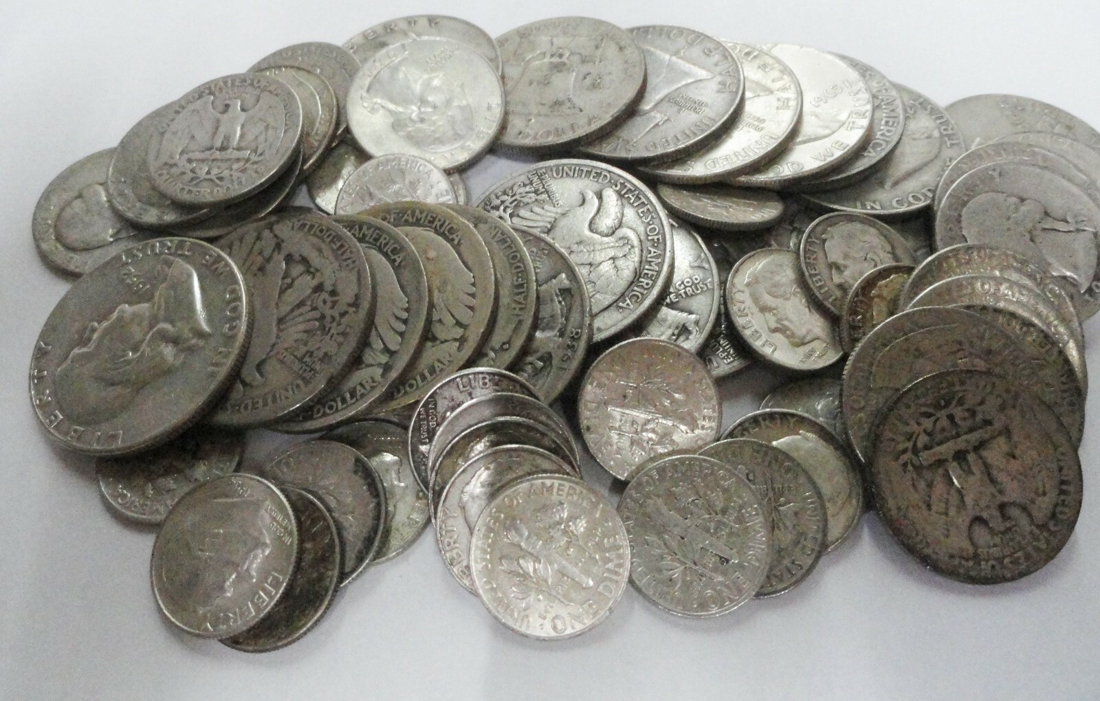90% Junk Silver US Coins lot of 1/2 oz. Standard Wt.-Pre 1965-No Clad ...