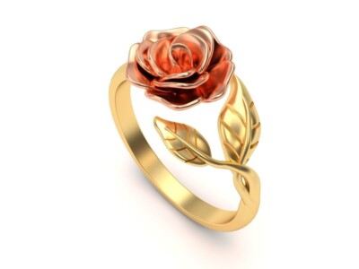 Beautiful Gold Rose ring 10k ring w/ Rose gold & 2 leaves size 7 | eBay
