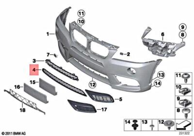 Genuine BMW F25 Front Bumper Center Lower Grille M Package OEM ...