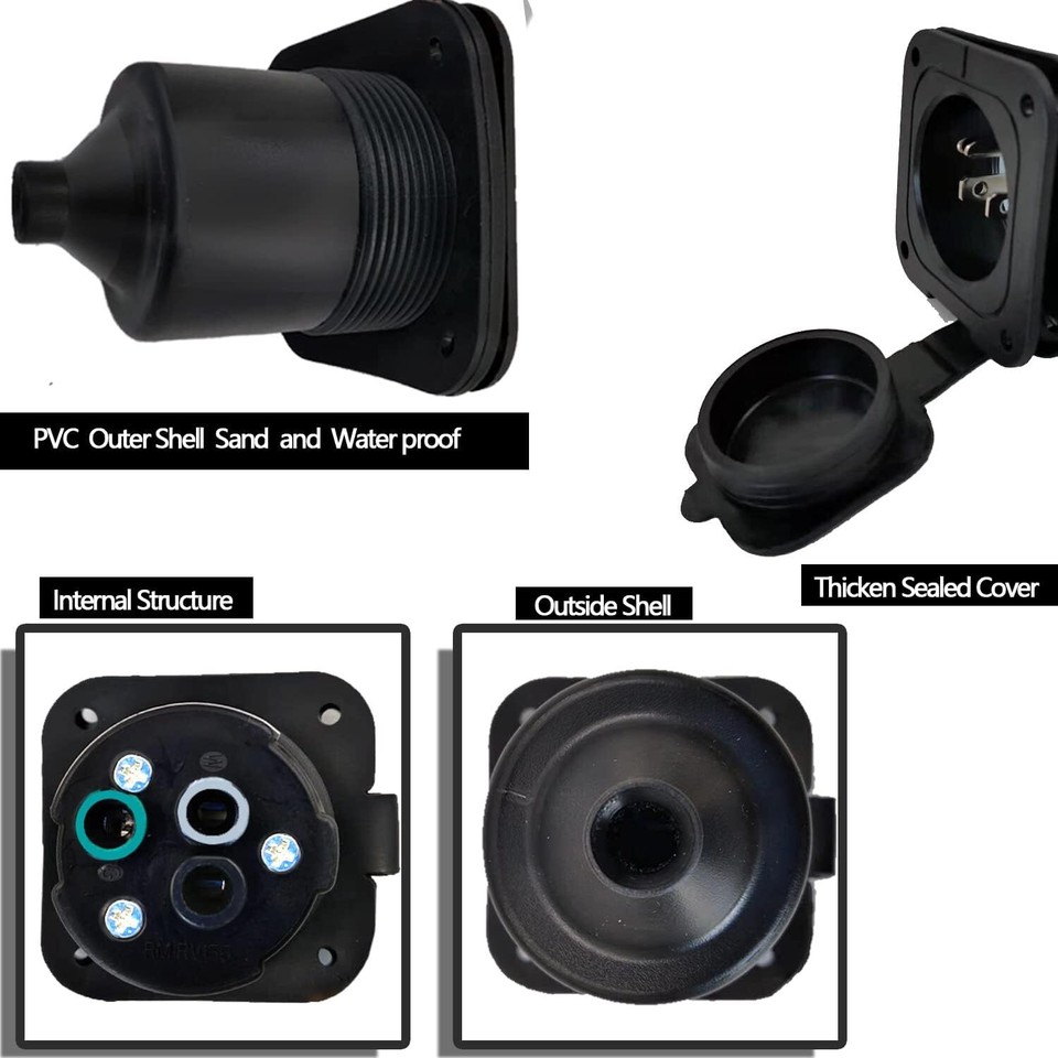 15 AMP Flanged Inlet 125V RV Shore Power Plug Inlet Male Receptacle for ...