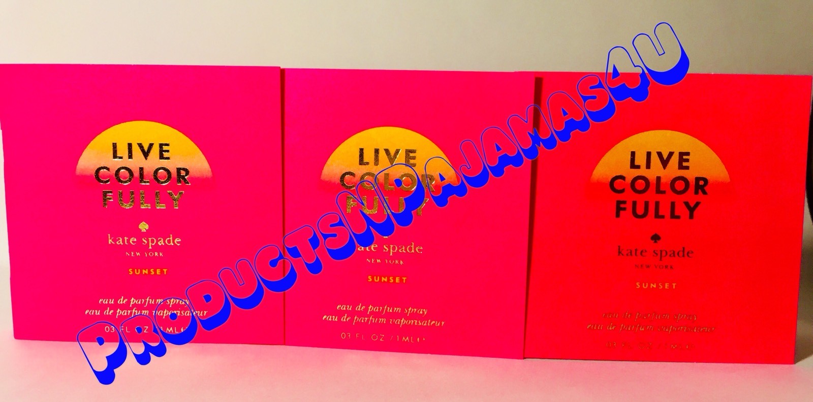 LOT of 3~Kate Spade LIVE COLOR FULLY SUNSET Eau de Parfum .03fl.oz/1ml ...