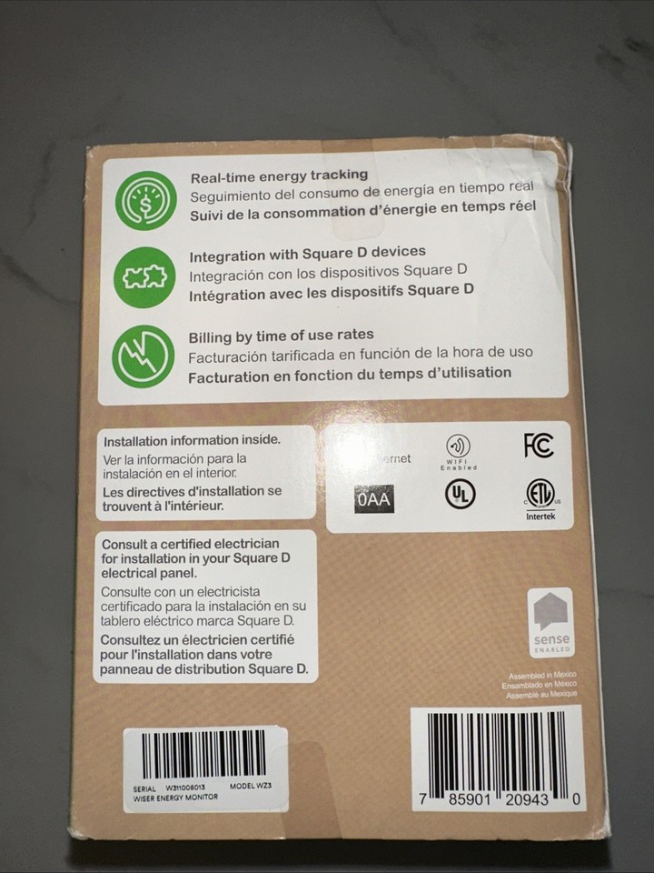 Square D Schneider Electrical Wiser Energy Smart Home Monitor WISEREMZ ...