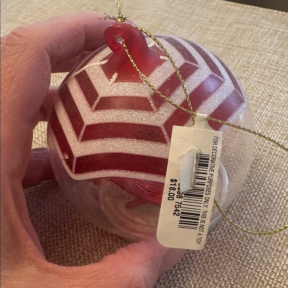 Festive Red and White Beach Scene Glass Holiday Ornament NWT | eBay UK