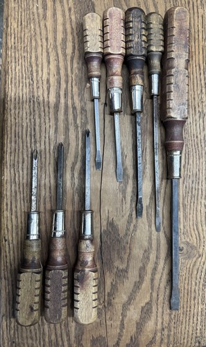 8 Piece lot of vintage wood handled screwdrivers - All In great Shape ...