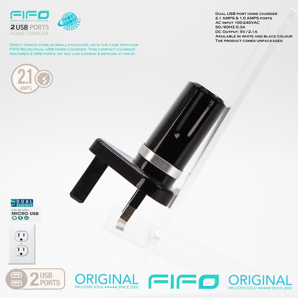 Home Charger Mains USB 3 Pin UK Wall Plug Adapter Charging for Phones ...