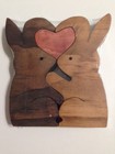 Wooden Scroll Puzzle - Bunny Love - 3 Pieces - Stained | eBay