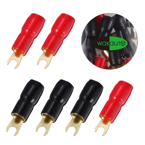 10 Pairs 4GA Terminal Crimp Connectors Fork Adapters for Speaker Cable ...