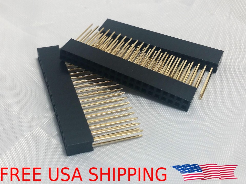 2X Raspberry Pi Stacking GPIO Header 2x20 40P 40-pin 2.54 Female Extra ...
