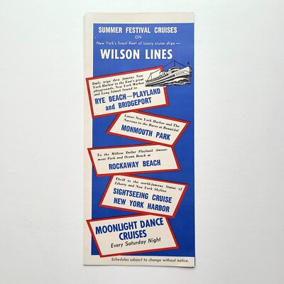 1957 Wilson Cruise Lines Brochure New York City Harbor Rockaway ...