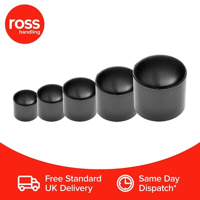 1000 x 12.7mm Black Plastic Ferrule End Cap Protective Furniture, Stand ...