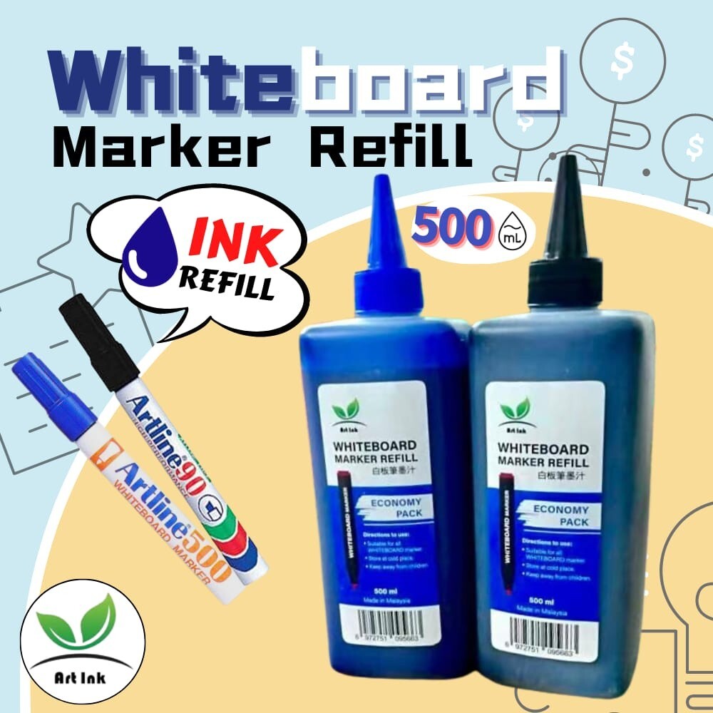 Artink White Board Marker Pen White Board Ink Refill 500ML Free Marker ...