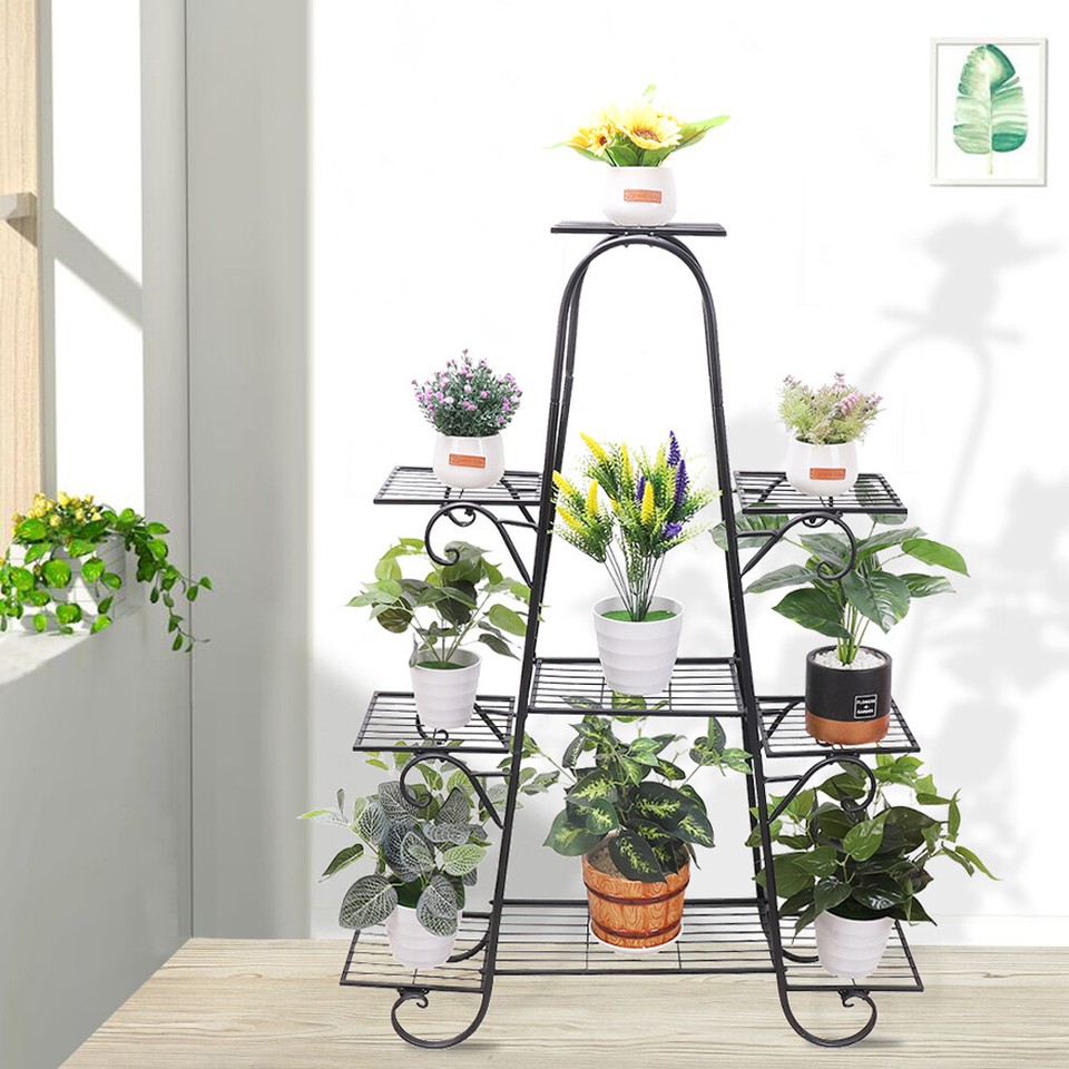 UNHO Multilayer Metal Plant Stand 9 Tiered Shelf Unit Garden Patio ...