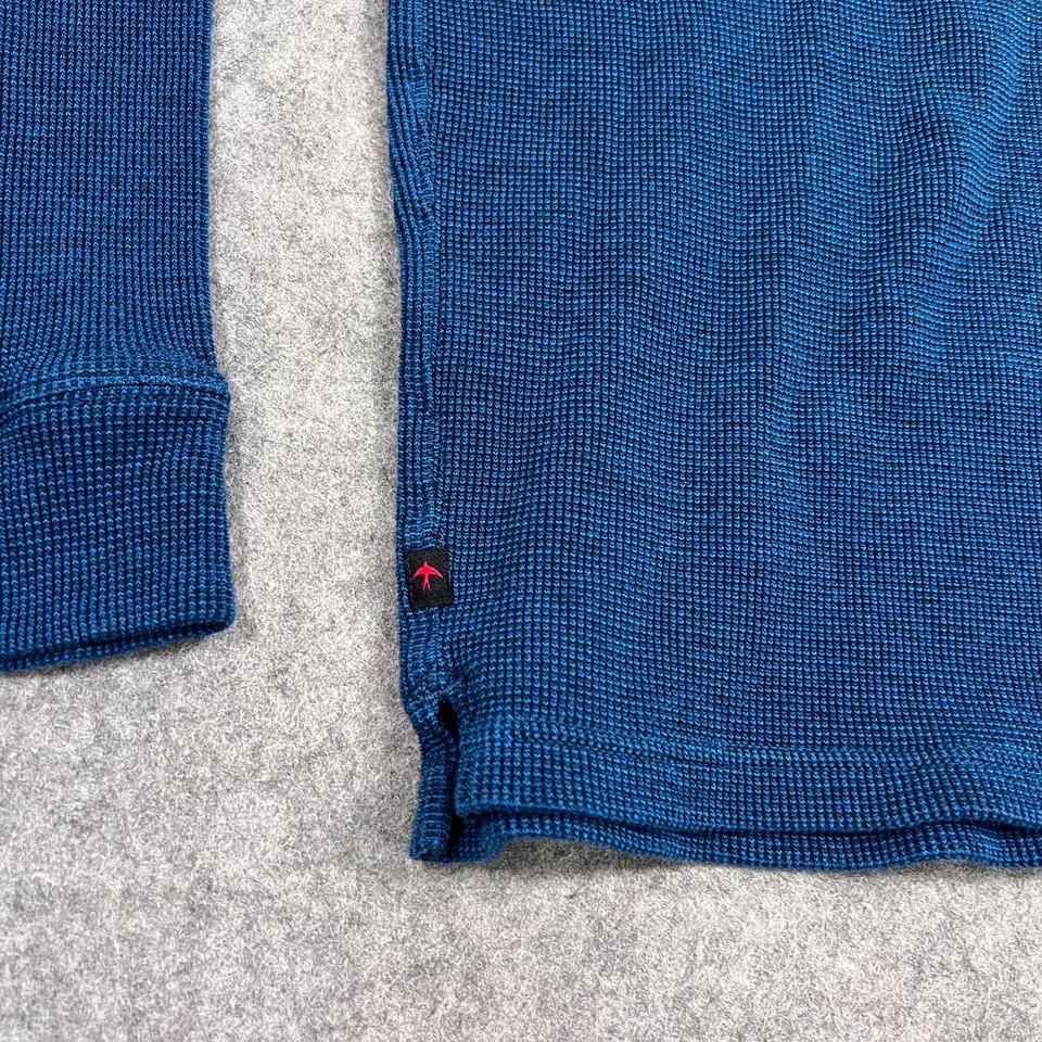 Relwen Dark Marine Blue Bi-Waffle Thermal Crew Sweatshirt Men's Size ...