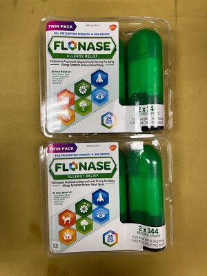 2 New Twin Pack Flonase Allergy Relief Nasal Spray - 144 Sprays Each ...