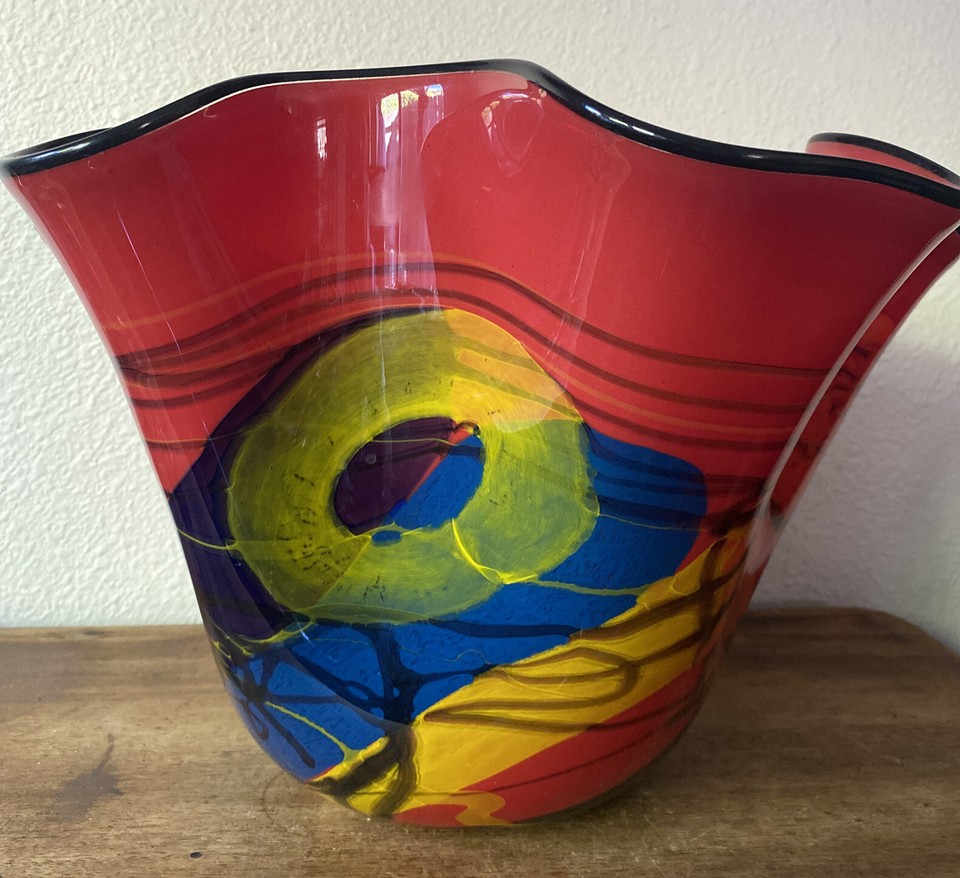 Ioan Nemtoi ruffled Contemporary Art Glass Signed Vase ! Large ...