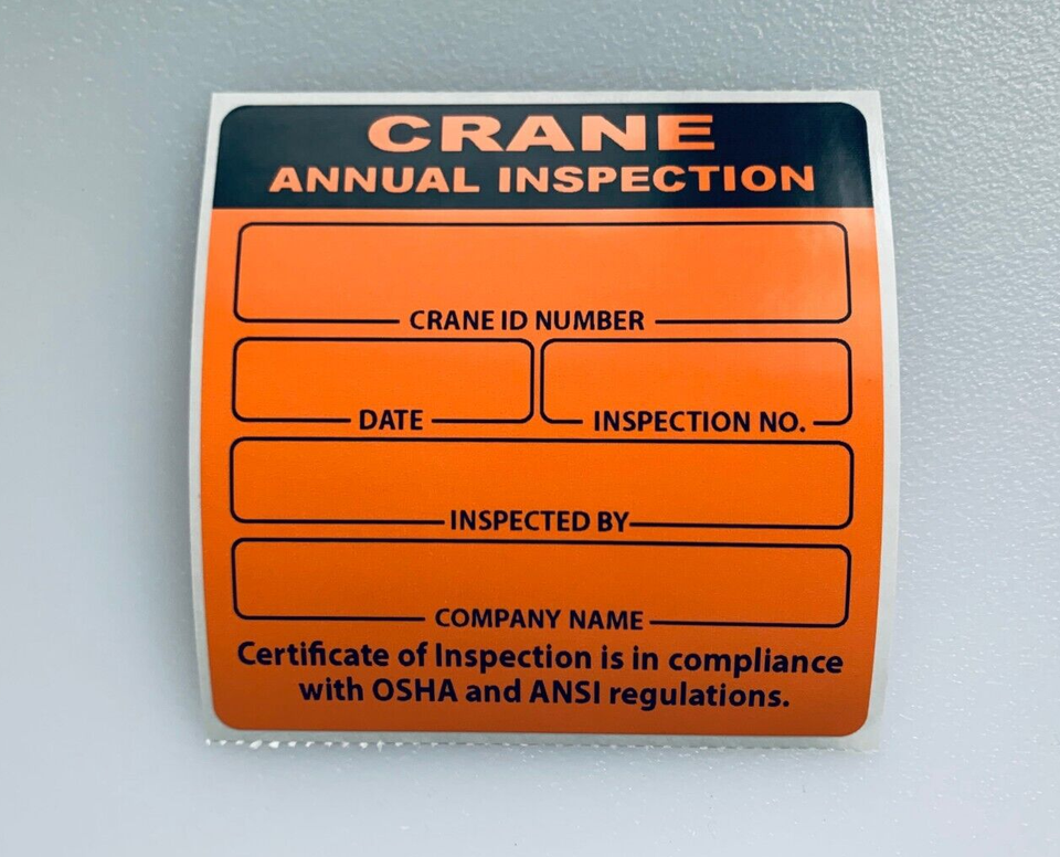 (Qty 10) CRANE INSPECTION STICKER LABEL ANNUAL INSPECTION CERTIFICATE 3 ...