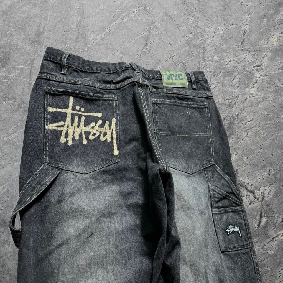 Baggy Black Grey NYC Carpenter Wide Leg Jnco Stussy Style Surf Y2k ...