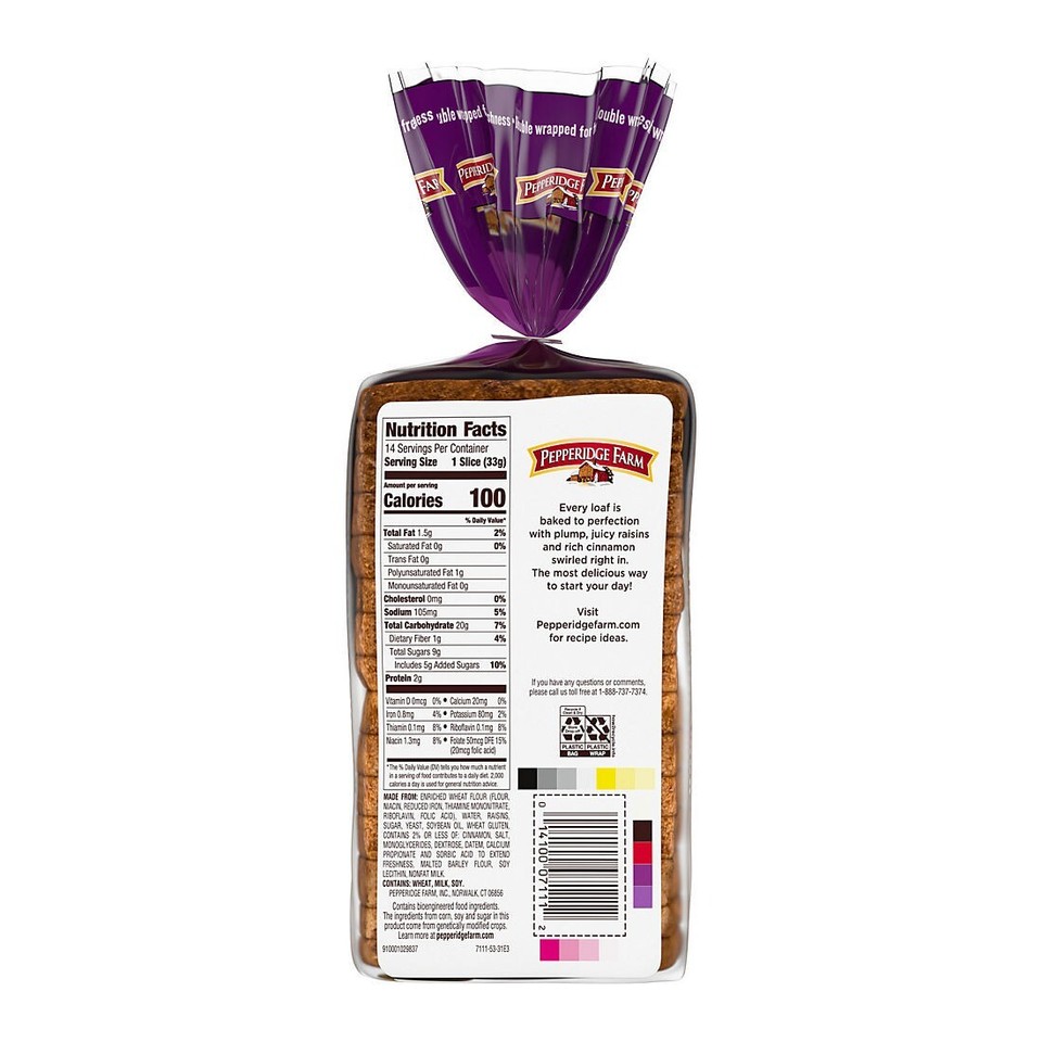 Pepperidge Farm Raisin Cinnamon Swirl Breakfast Bread, 2 pk./16 oz ...