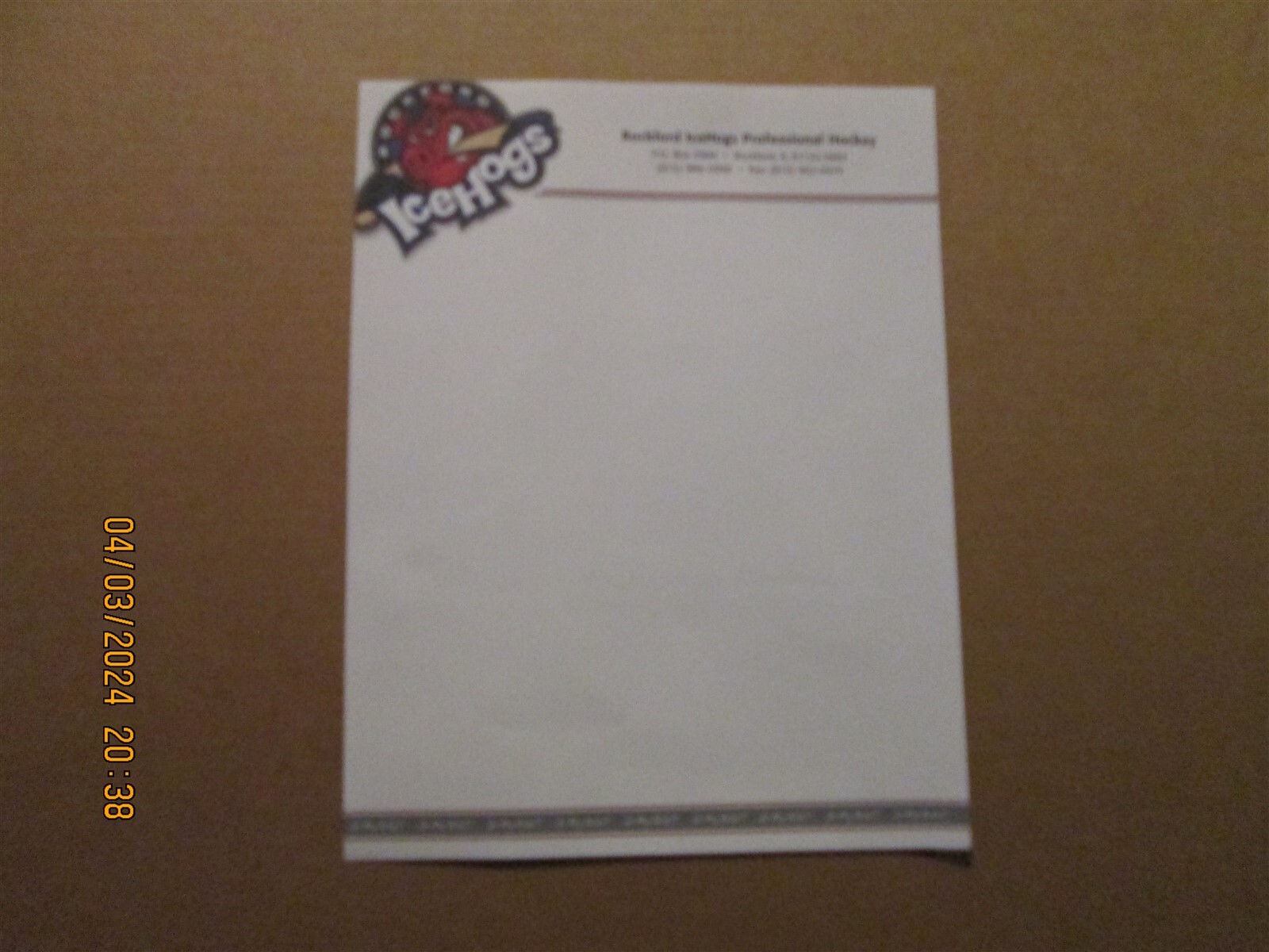 UHL Rockford IceHogs Vintage Circa 1990's Unused Team Logo Hockey ...