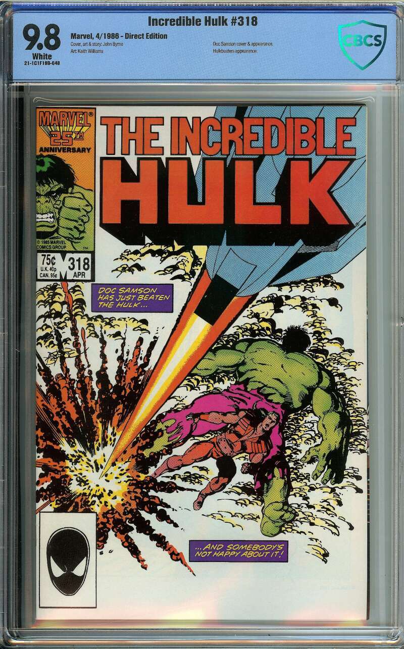 INCREDIBLE HULK #318 CBCS 9.8 WHITE PAGES // DOC SAMSON COVER 1986 | eBay