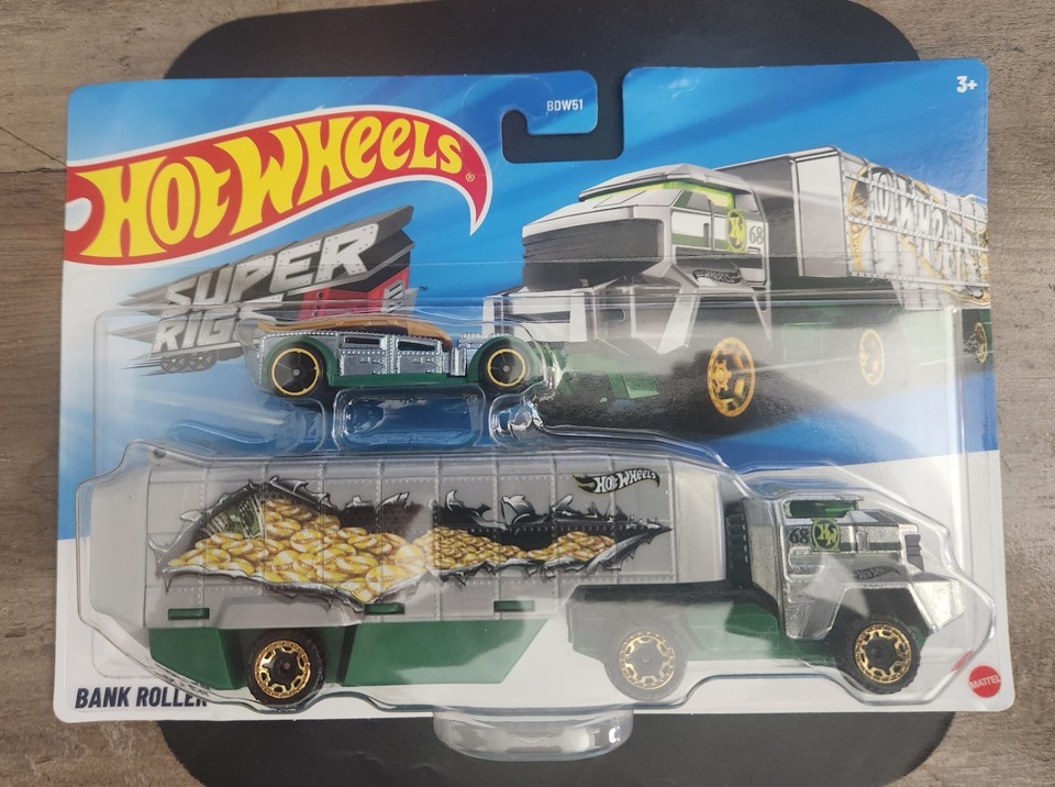 Hot Wheels Bank Roller Trailer Transporter With Car Included BRAND NEW ...