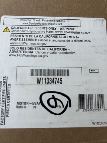 W11334745 Whirlpool Evaporator Motor - NEW | eBay