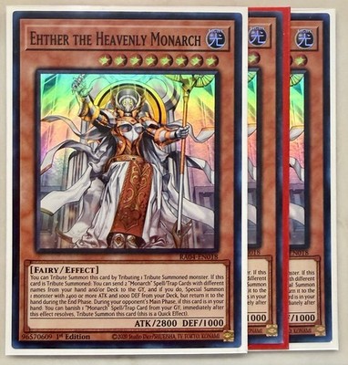 3x Ehther the Heavenly Monarch 1st Edition Super Rare RA04-EN018 Yu-Gi ...