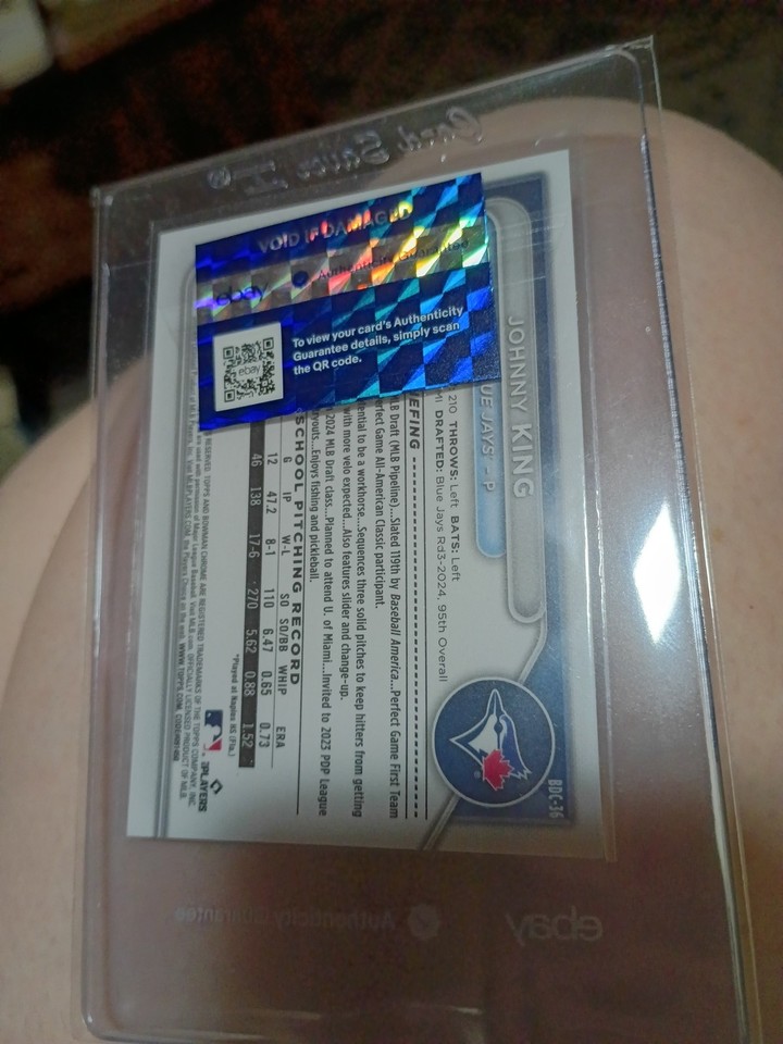 JOHNNY KING 2024 BOWMAN CHROME DRAFT 1ST ROSE GOLD LAVA REFRACTOR /10 ...