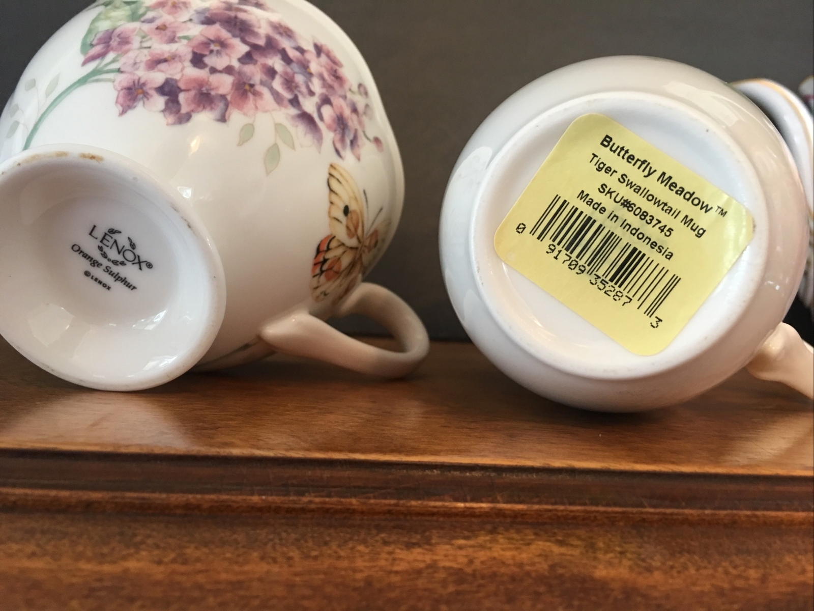 LENOX - MUG & TEA CUP - Orange Sulphur - Tiger Swallowtail - BUTTERFLY ...