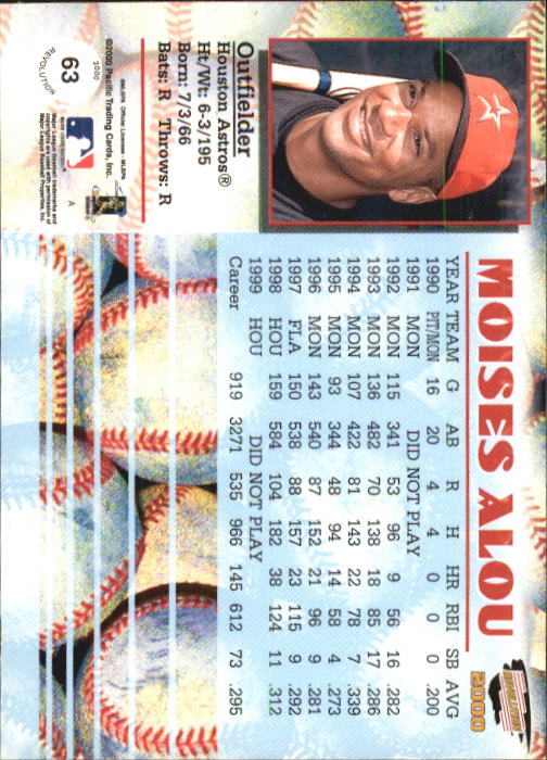 2000 Revolution Baseball Card #63 Moises Alou | eBay