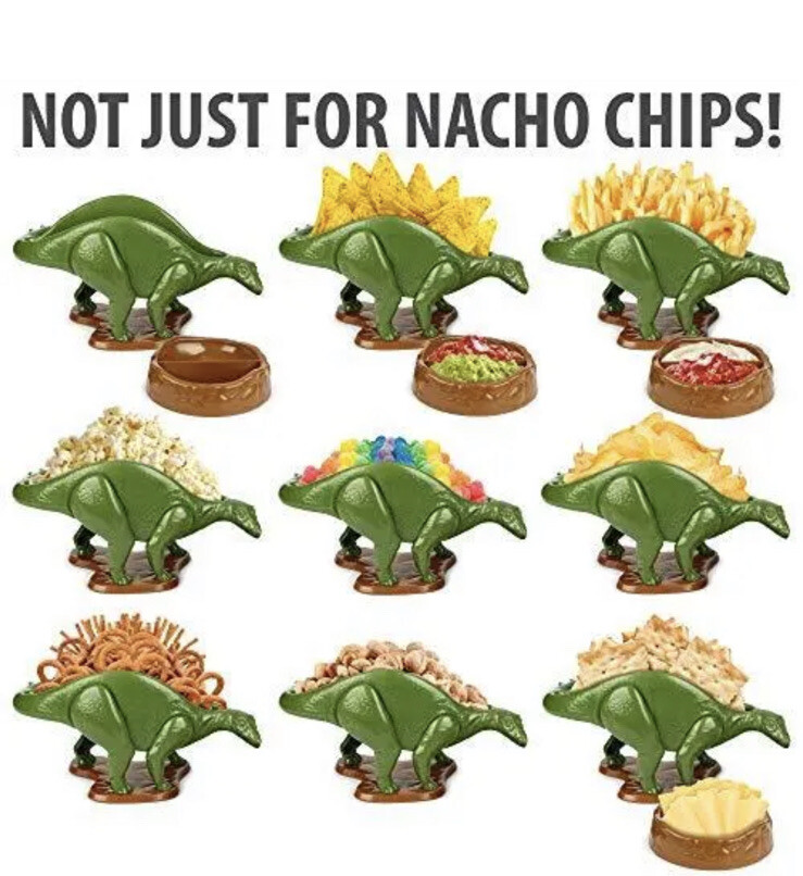Dino Chip Tray and Dip Bowl Nachosaurus Dip and Snack Dish Set Funwares ...
