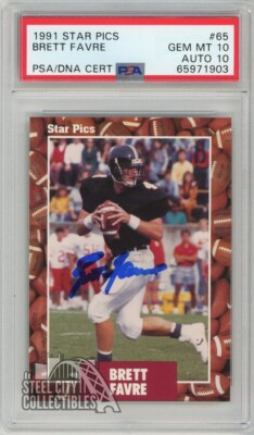 Brett Favre 1991 Star Pics Autograph Rookie Card #65 PSA 10 PSA/DNA 10 ...