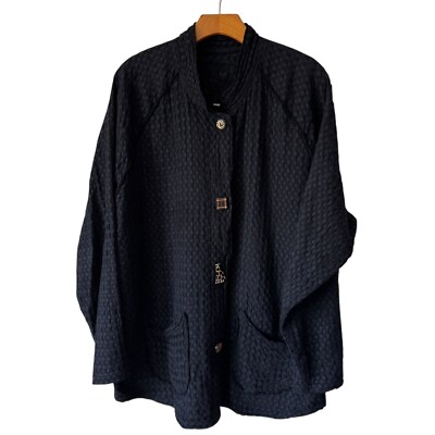 Vtg Produce Company Lg Cotton Texture Waffle Weave Lagenlook Cardigan Jacket USA | eBay