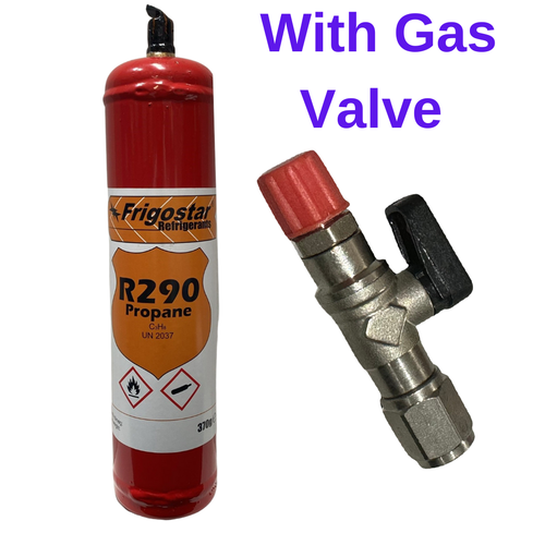 REFRIGERANT GAS CAN R290 PROPANE + BOTTLE VALVE FOR FRIDGE FREEZER ...