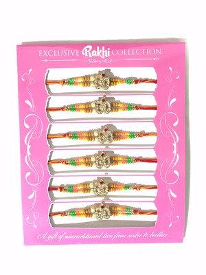 6 x Exclusive Rakhi Bracelet / Rakhi Thread -Ohm Aum cover in Diamonds ...