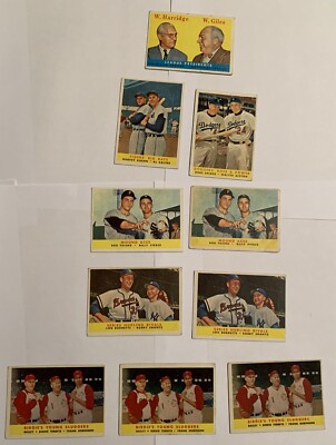 1958 Topps Original Vintage Baseball Cards Lot of Ten (10) Multi Player ...