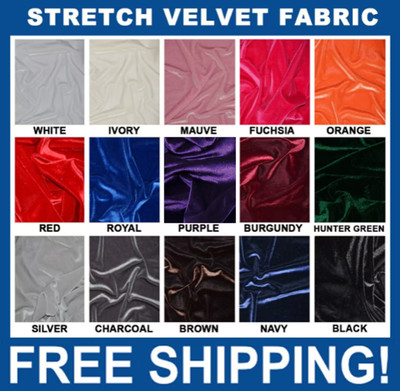 Solid Color Stretch Velvet Fabric - 60" Wide - Polyester Spandex - by ...