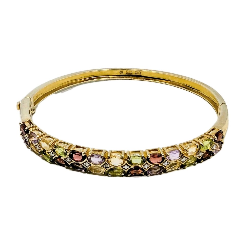 Ross Simons 18K Gold Plate Over Sterling Silver Multi Gemstone Bangle ...