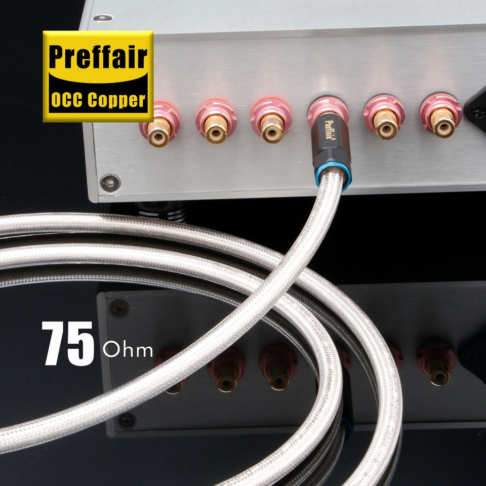 75Ohm Silver Plated HiFi Digital Coaxial Cable Self Locking RCA ...