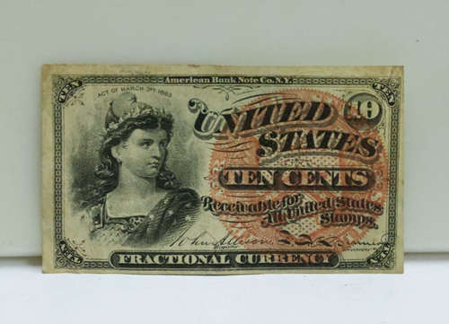 1863 10 Cents US Fractional Currency Civil War Era Note Fr. 1258 XF | eBay