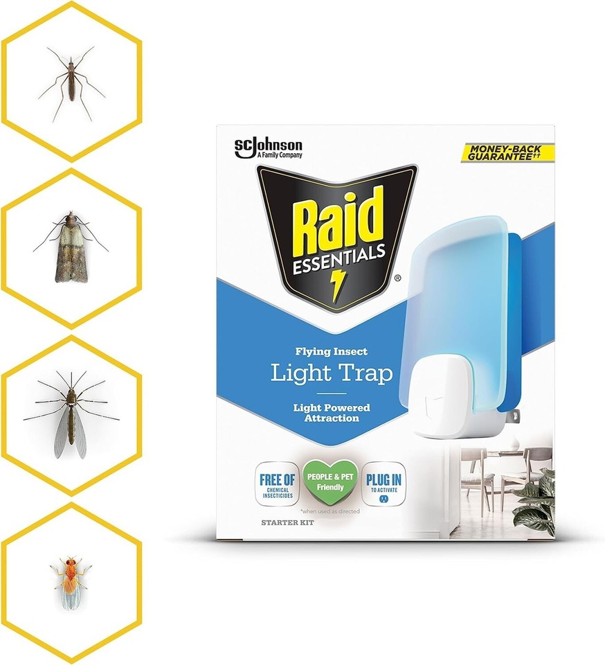 Raid Essentials Flying Insect Light Trap Refills, 2 Light Trap Refill ...