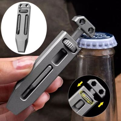 Mini EDC Titanium Multi Tools Adjustable Wrench Pocket Pry Bar Crowbar ...
