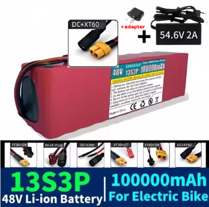 13S3P 100000mAh 48V Li-lon Battery Pack For 54.6v Motorized Scooter BMS ...